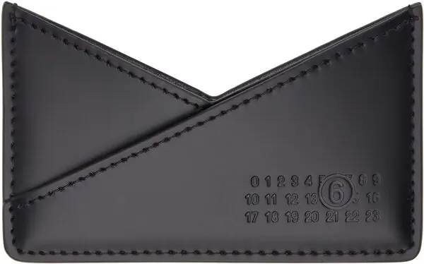 Maison Margiela Black Triangle 6 Card Holder In T8013 Black - 35